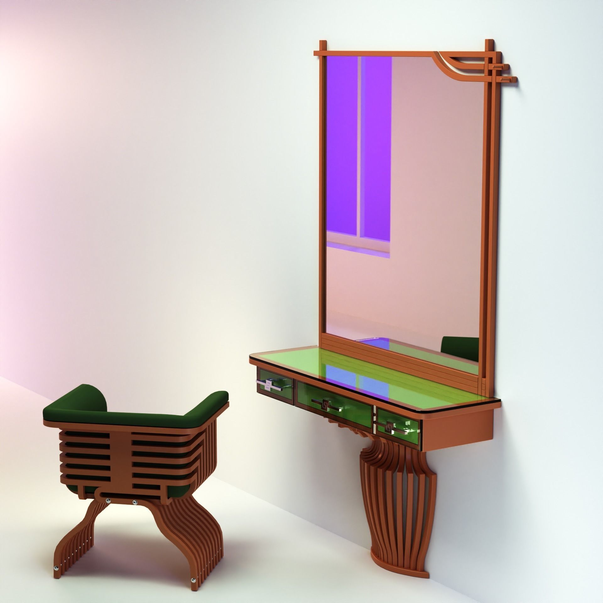 Vanity table with mirror 3D model | CGTrader