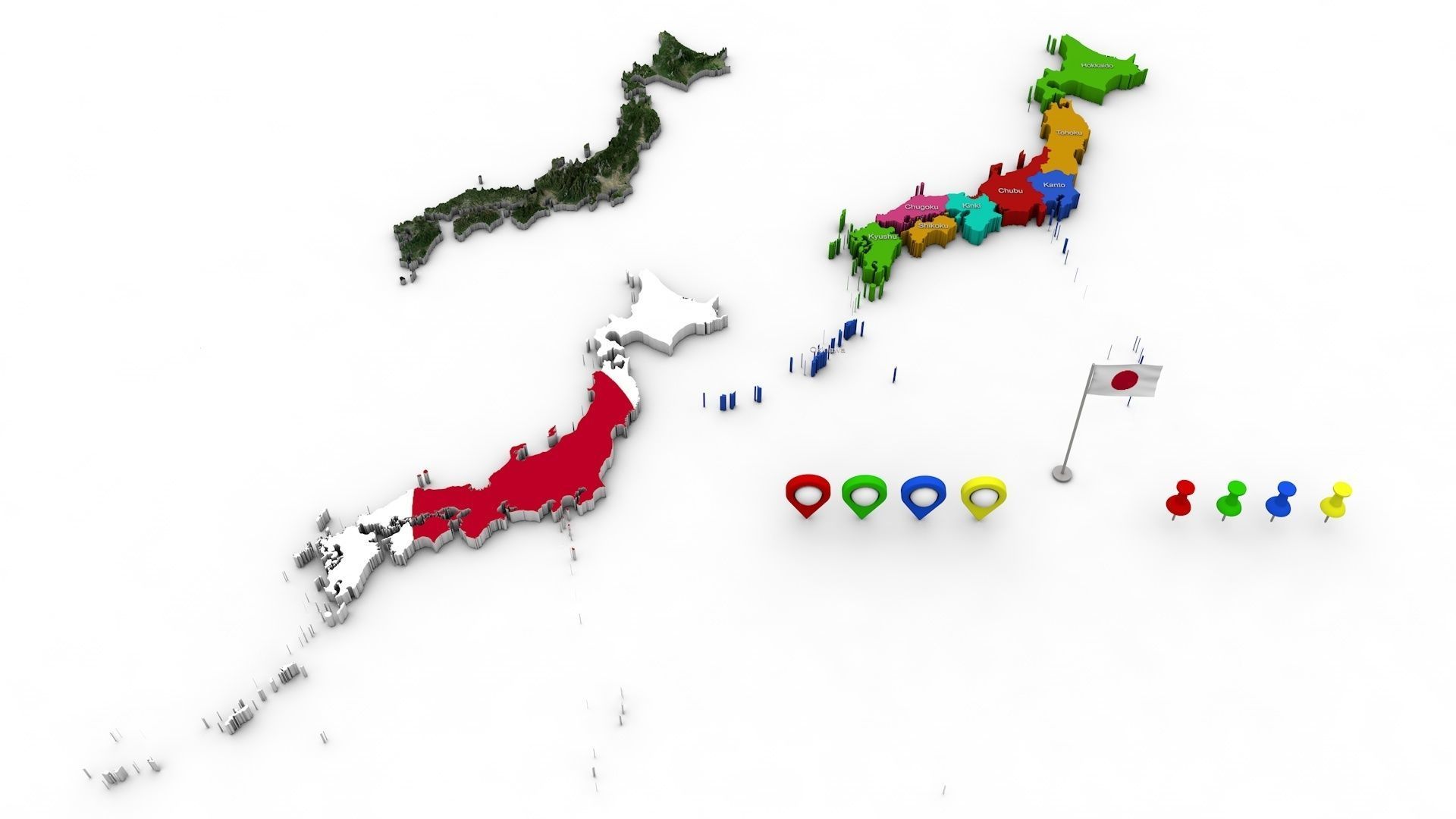 Japan Map Pack 3D model | CGTrader