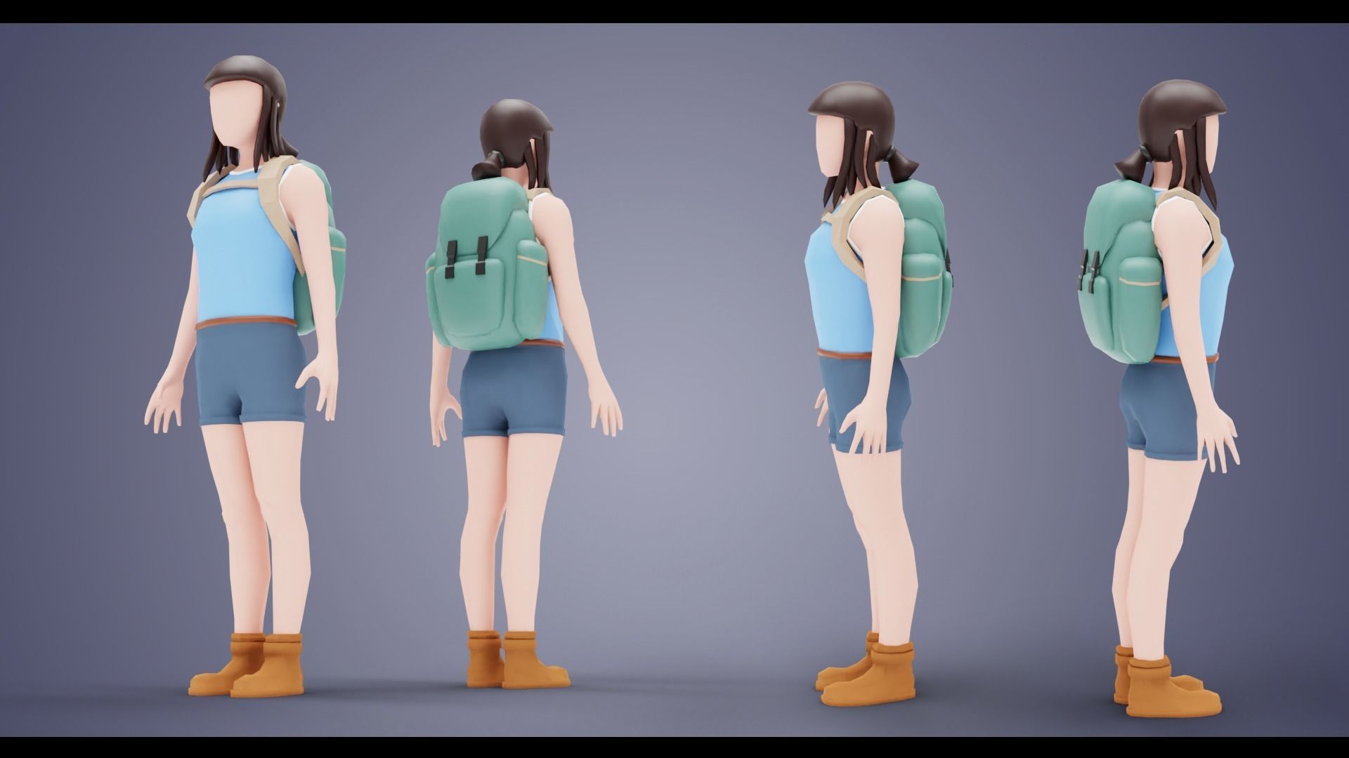 HIKER GIRL BASE MESH MODEL free VR / AR / low-poly 3D model | CGTrader