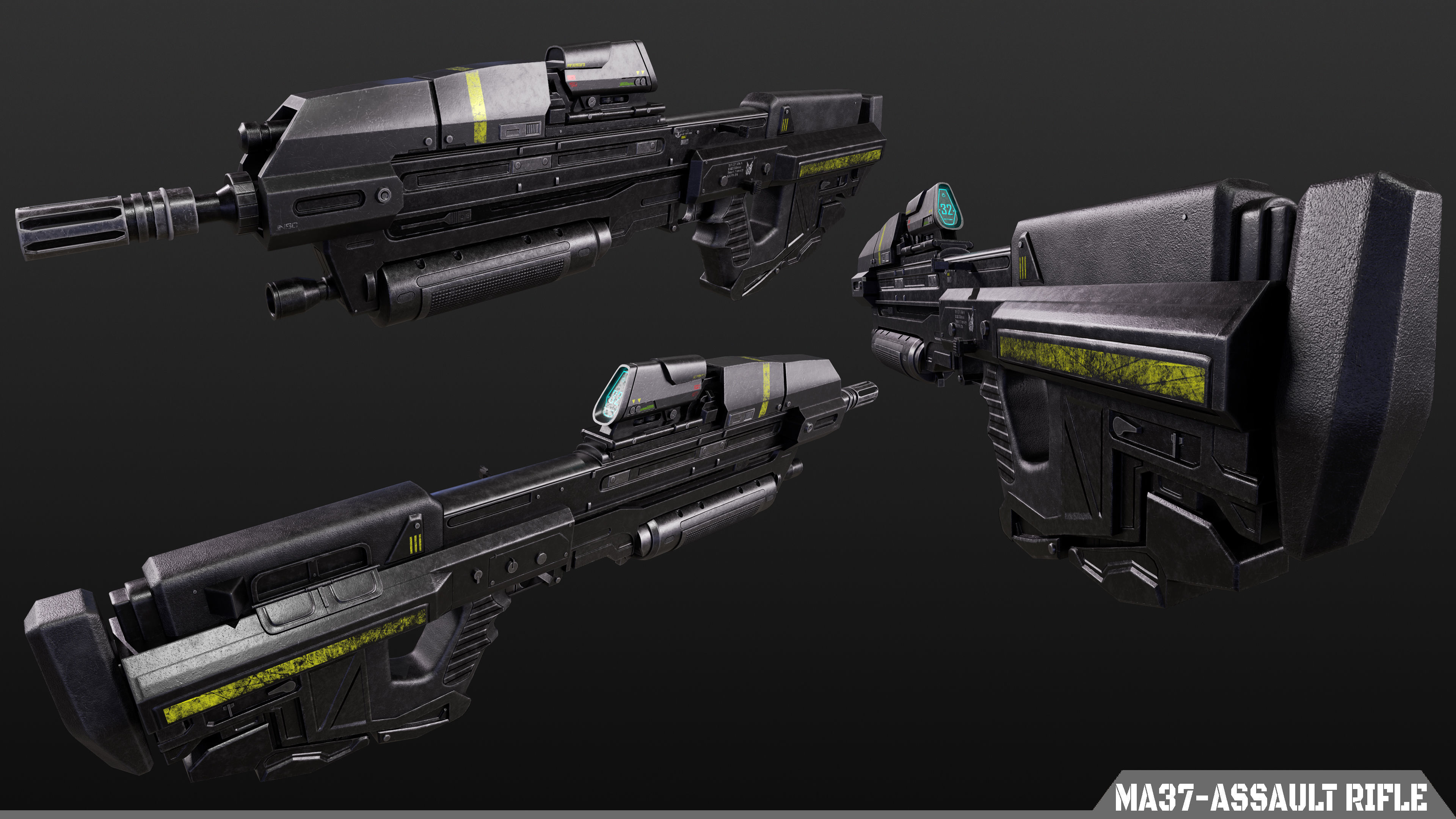 3D model MA 37 Assault Riffle Halo VR / AR / low-poly | CGTrader