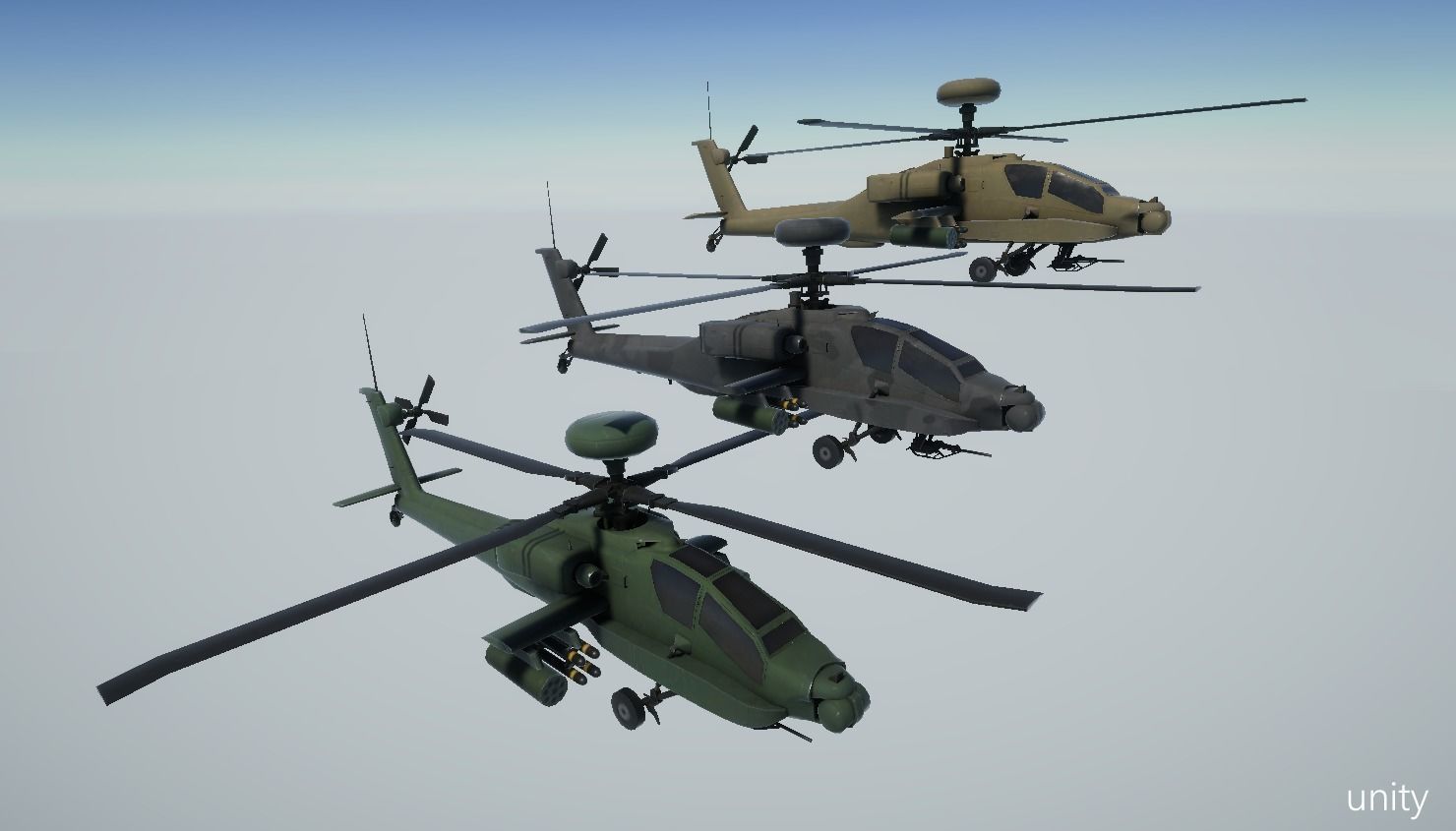 3D model Helicopter AH64D Apache gameready Low-poly 3D model VR / AR ...