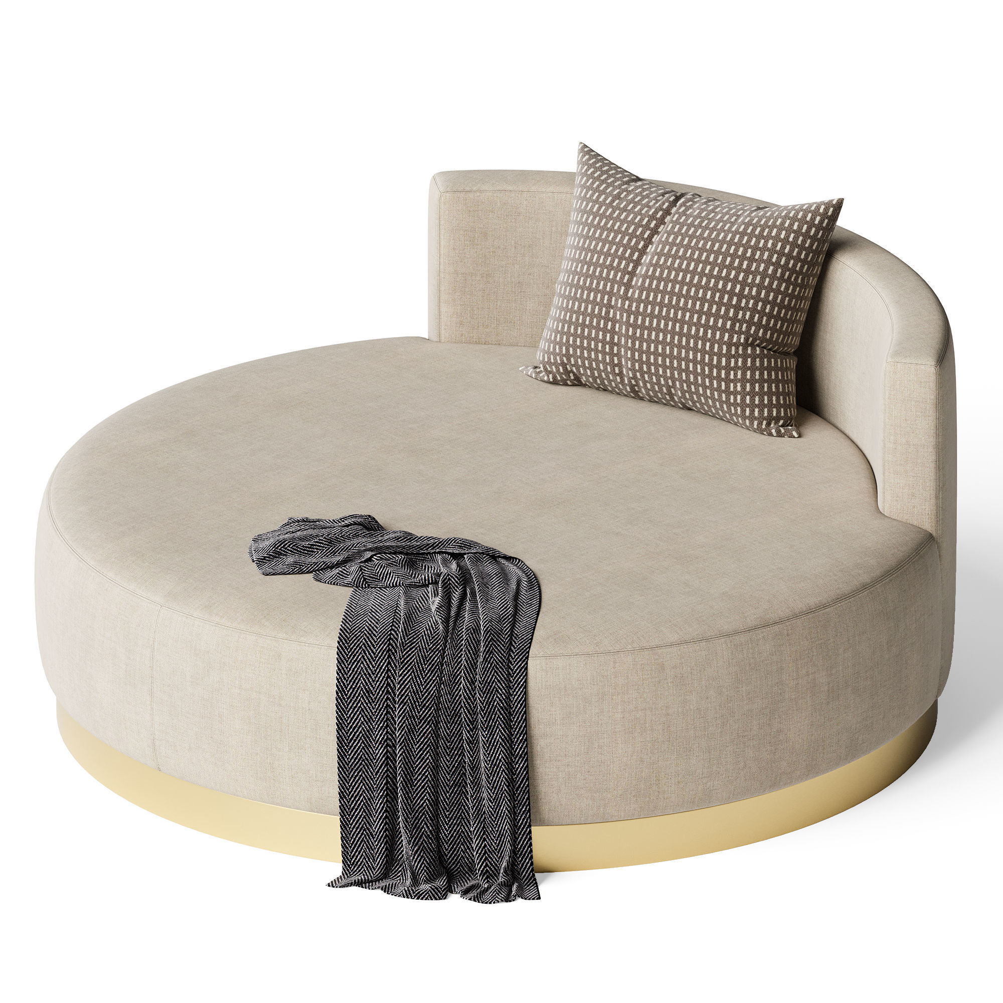 Upholstered round chaise lounge with custom fabric by Laskasas 3D model ...