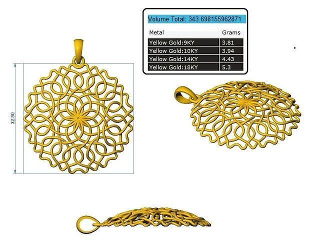 Gold Jali Pendant 3D model 3D printable | CGTrader