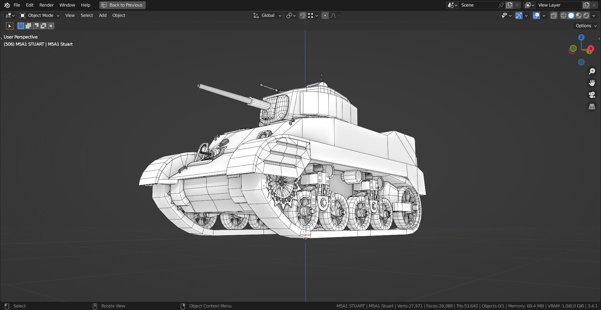 3D model M5A1 Stuart Tank Base Mesh VR / AR / low-poly | CGTrader