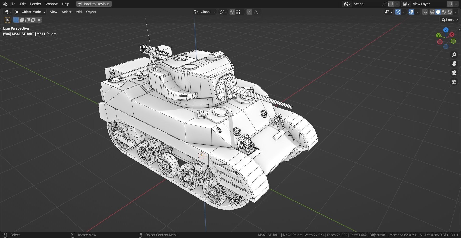 3D model M5A1 Stuart Tank Base Mesh VR / AR / low-poly | CGTrader