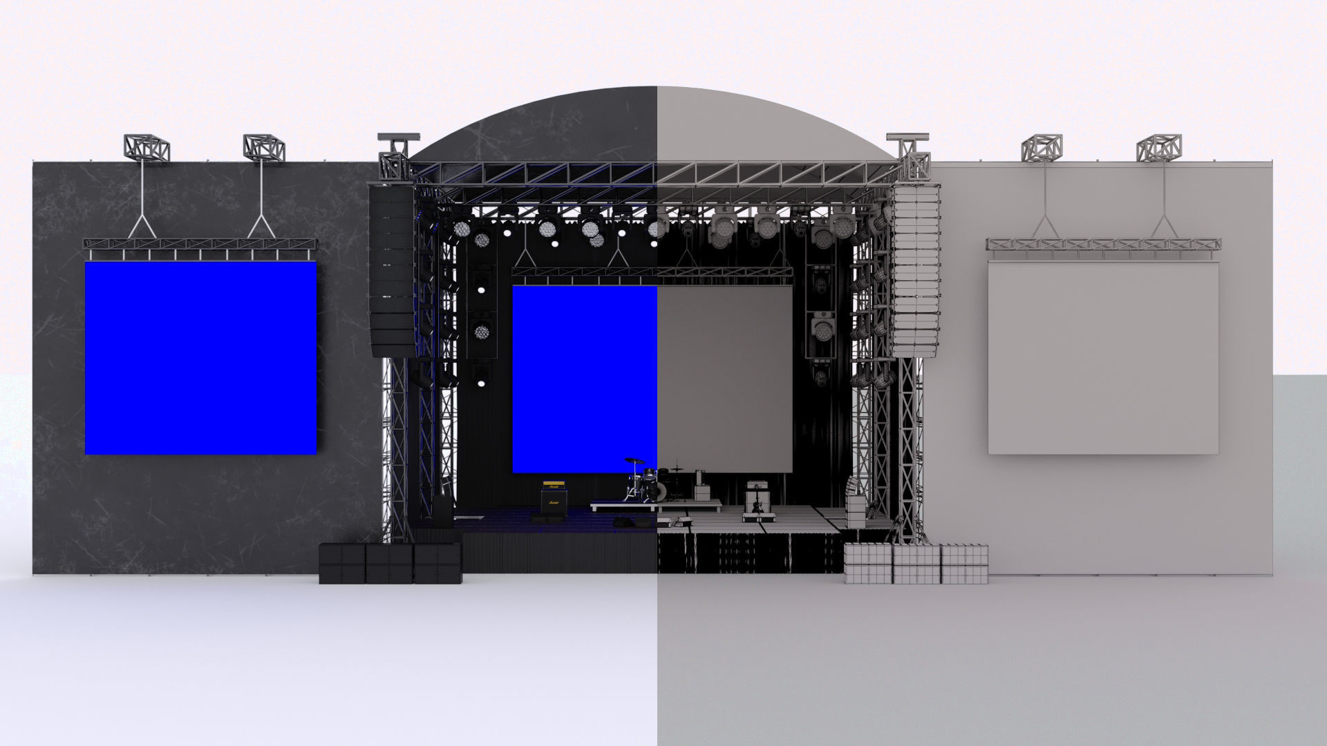 Concert Stage Truss and Line Array 3D model | CGTrader