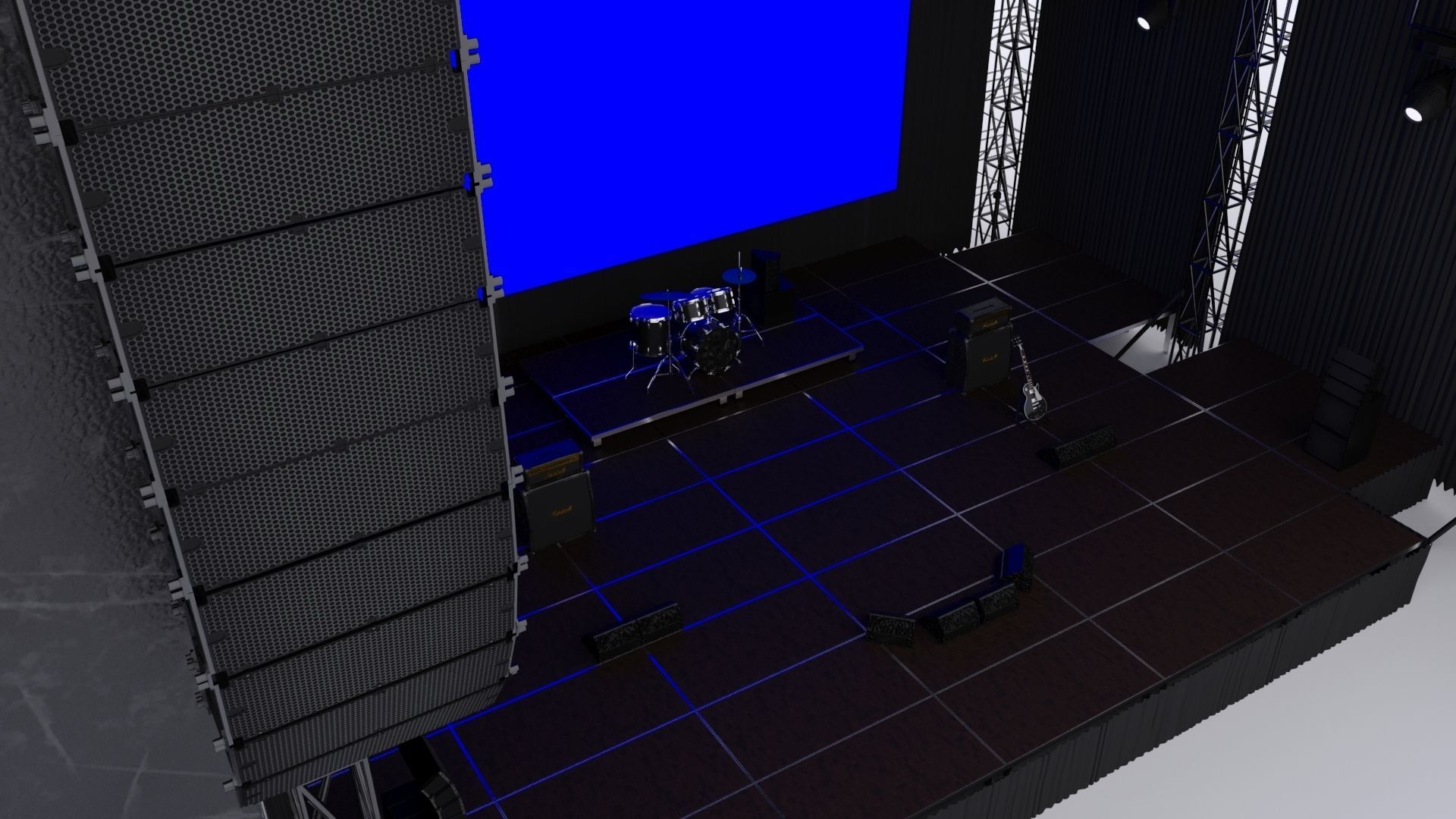 Concert Stage Truss and Line Array 3D model | CGTrader