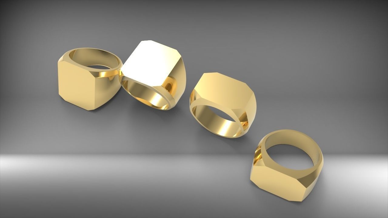 Signet ring 2 models 4 sizes 3D model 3D printable | CGTrader