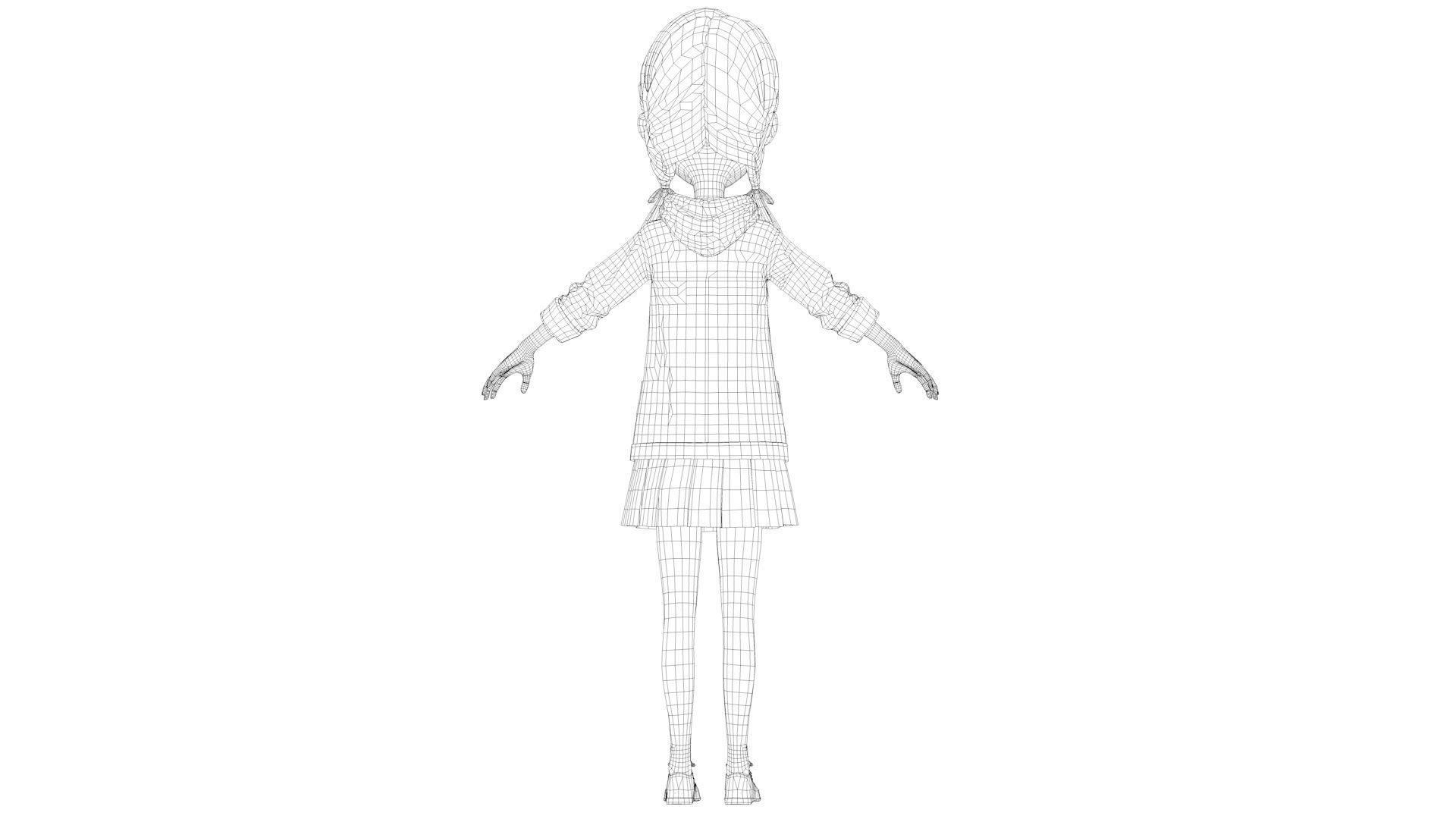 cartoon girl little sister child primary school student 3D model | CGTrader