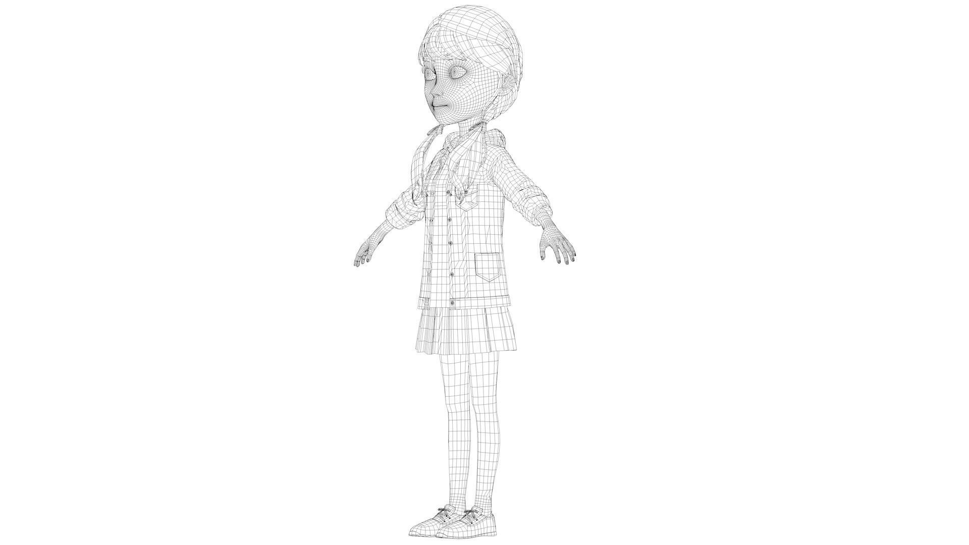 cartoon girl little sister child primary school student 3D model | CGTrader
