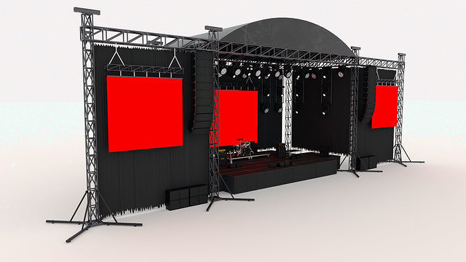 Concert Stage Truss Line Array and Led Screen 3D model | CGTrader