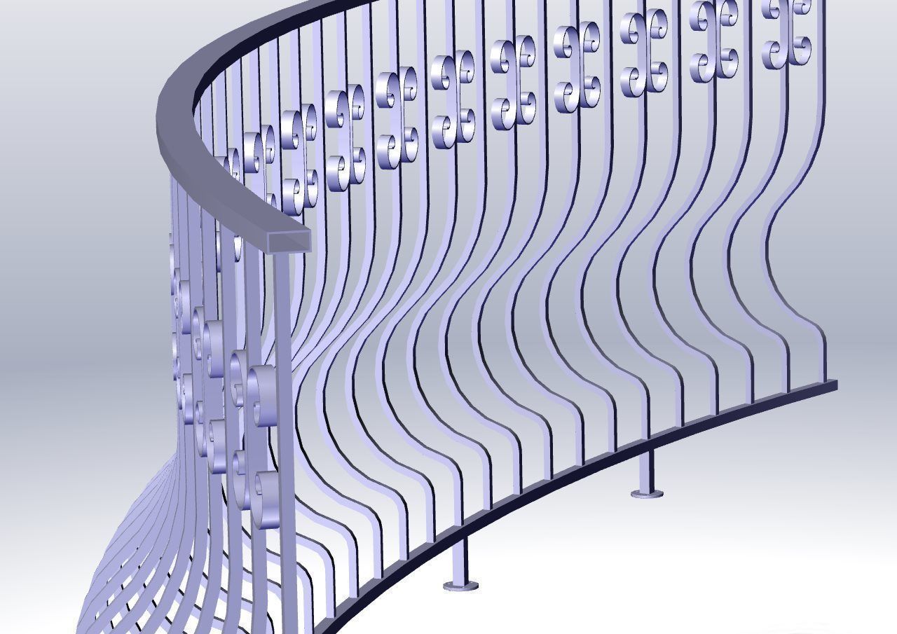 Arc handrail with ornaments 3D model | CGTrader