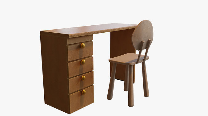 3D model Cartoon wooden desk VR / AR / low-poly | CGTrader