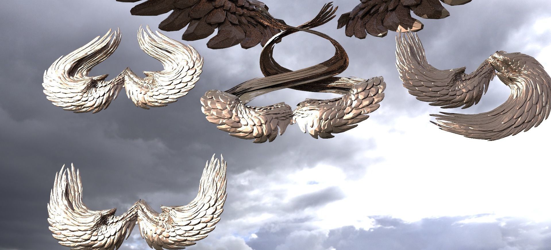 3D model Four Elements Angel Wind Wings Low poly VR / AR / low-poly ...