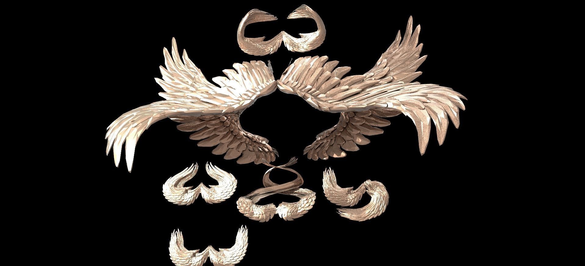 3D model Four Elements Angel Wind Wings Low poly VR / AR / low-poly | CGTrader