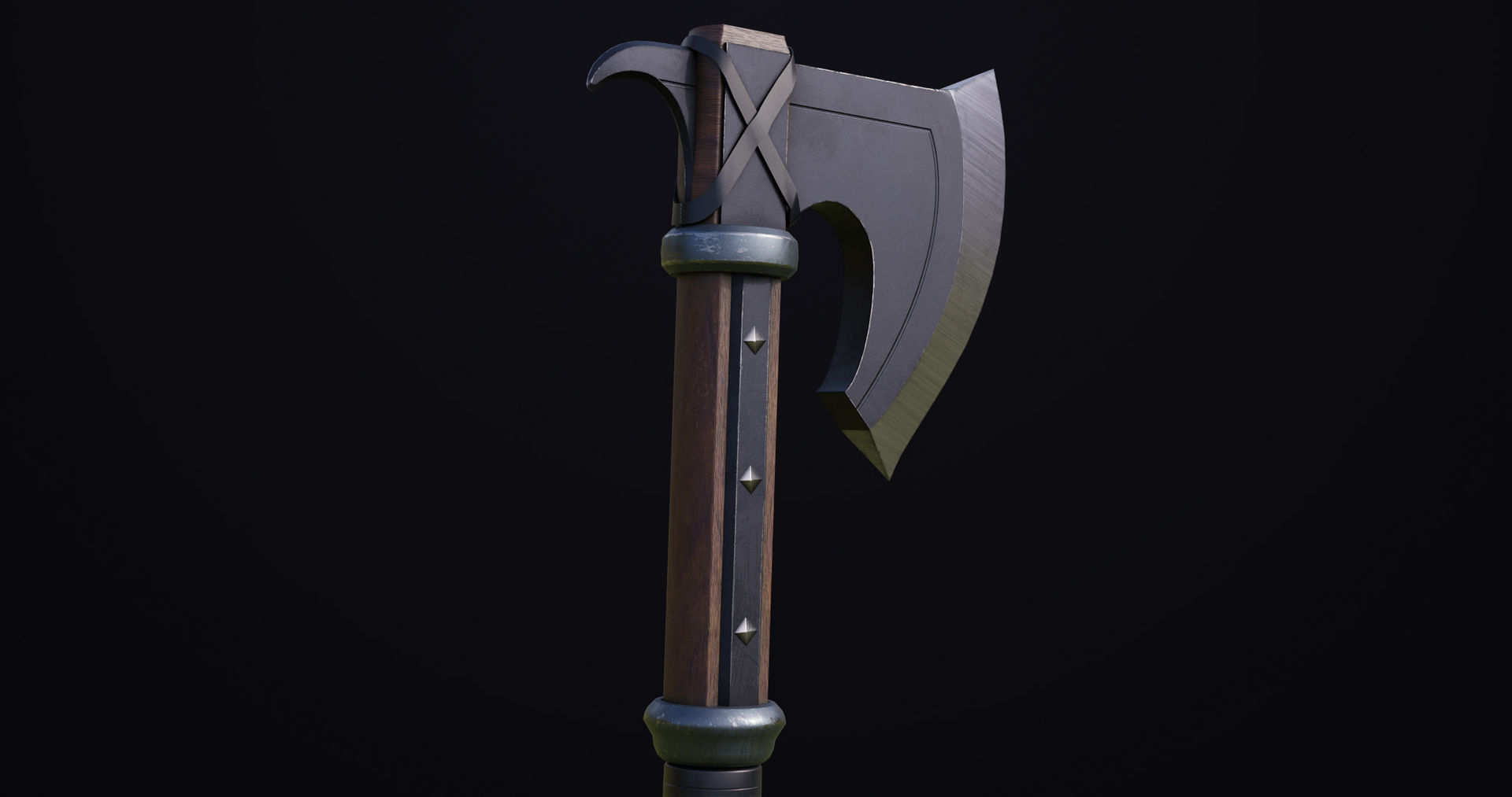 3D model Battle Axe 14 Blue Handle All PBR Unity UE Textures Included ...