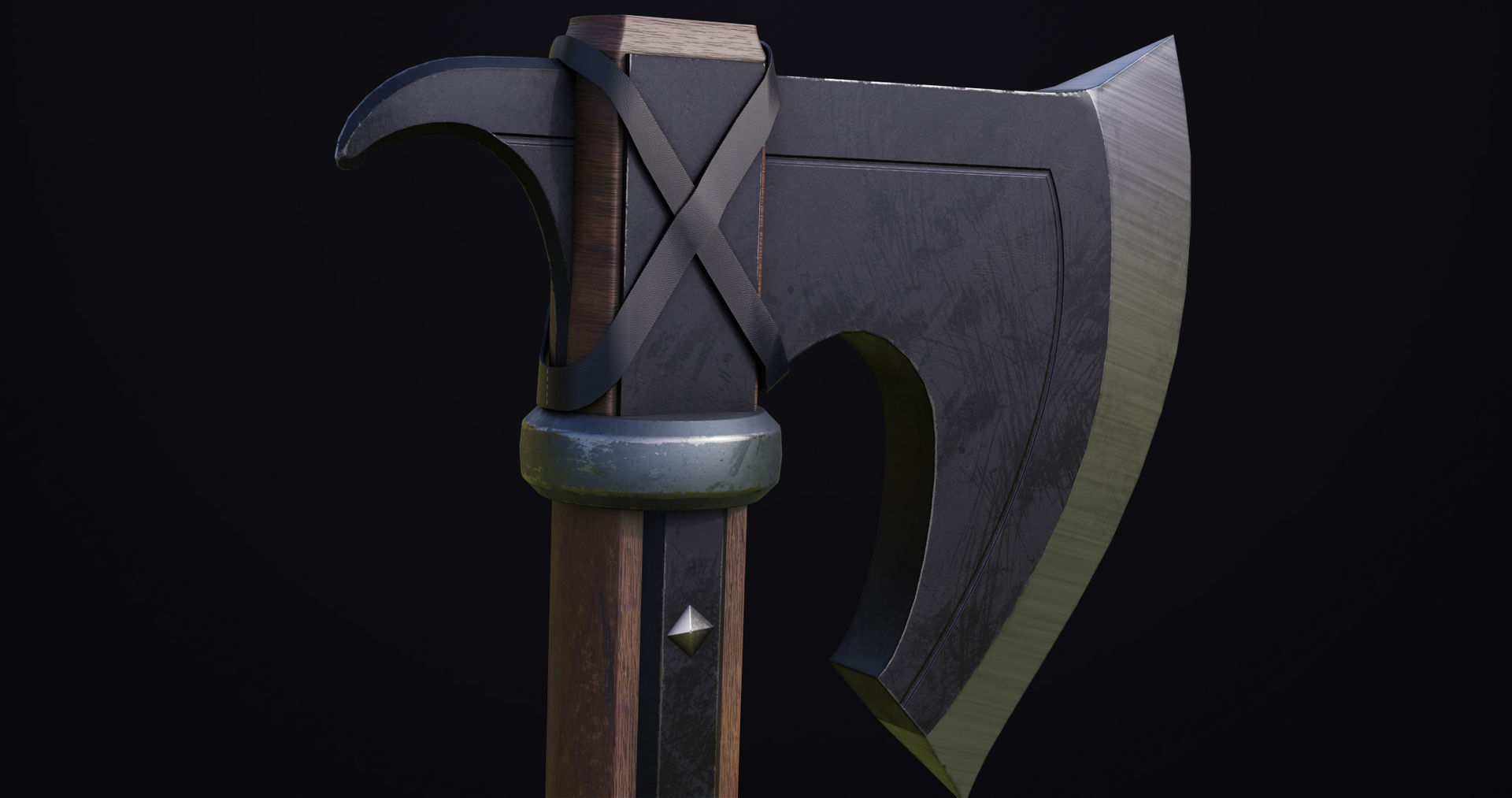 3D model Battle Axe 14 Blue Handle All PBR Unity UE Textures Included ...