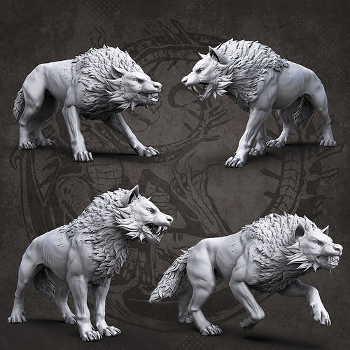 wolf pack 3D model 3D printable | CGTrader