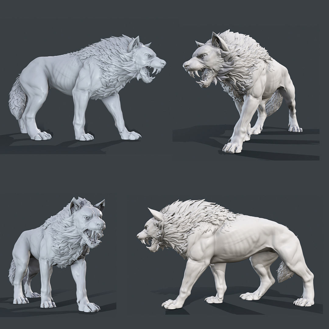 wolf pack 3D model 3D printable | CGTrader