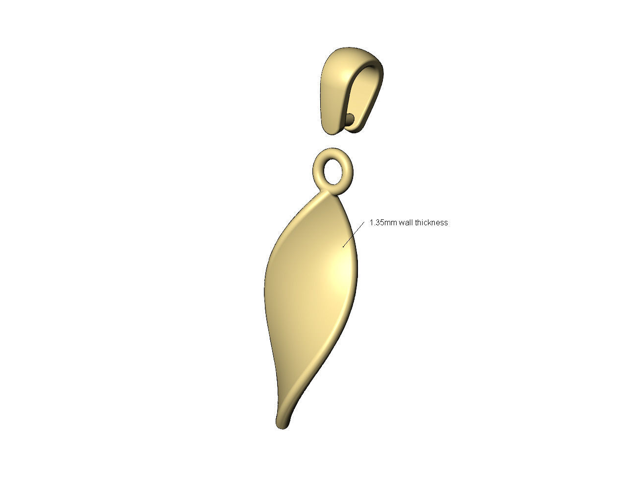 Simple Twisted leaf pendant bail and charm 3D model 3D printable | CGTrader