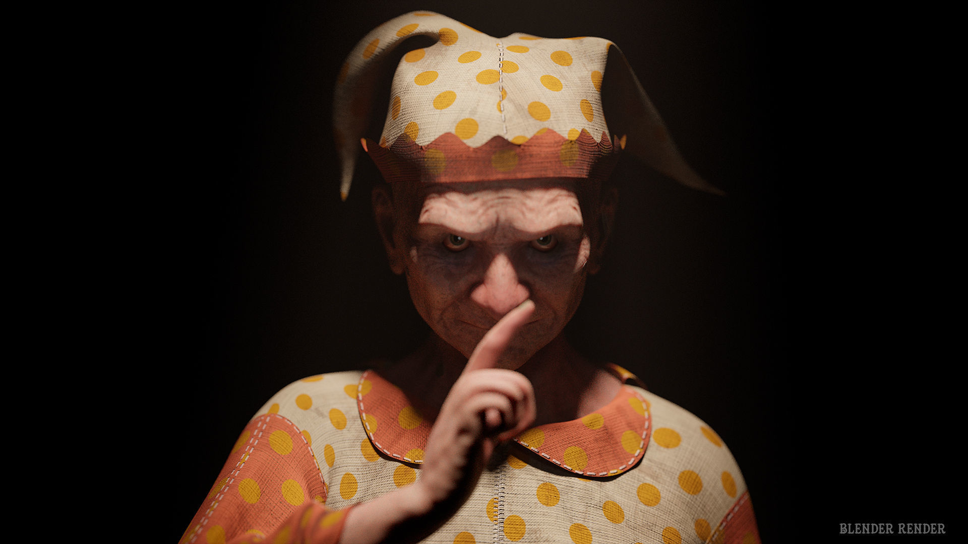 3D model Scary old woman Clown game character for Horror games VR / AR ...