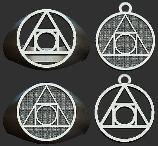 Philosopher Stone Alchemy symbol - Ring and Pendant 3D model 3D printable | CGTrader