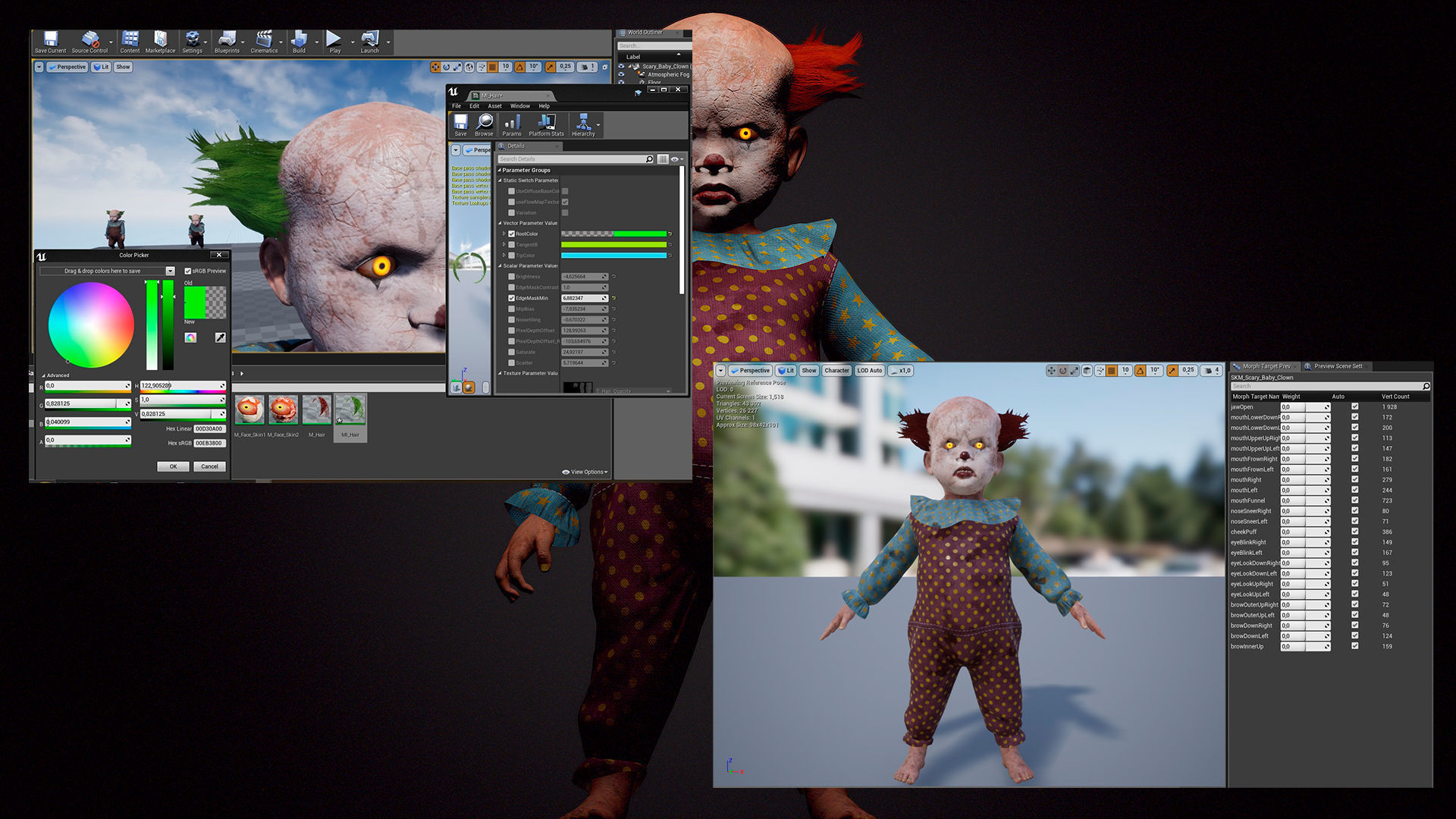 3D model Scary Baby Clown game character for Horror games VR / AR / low ...
