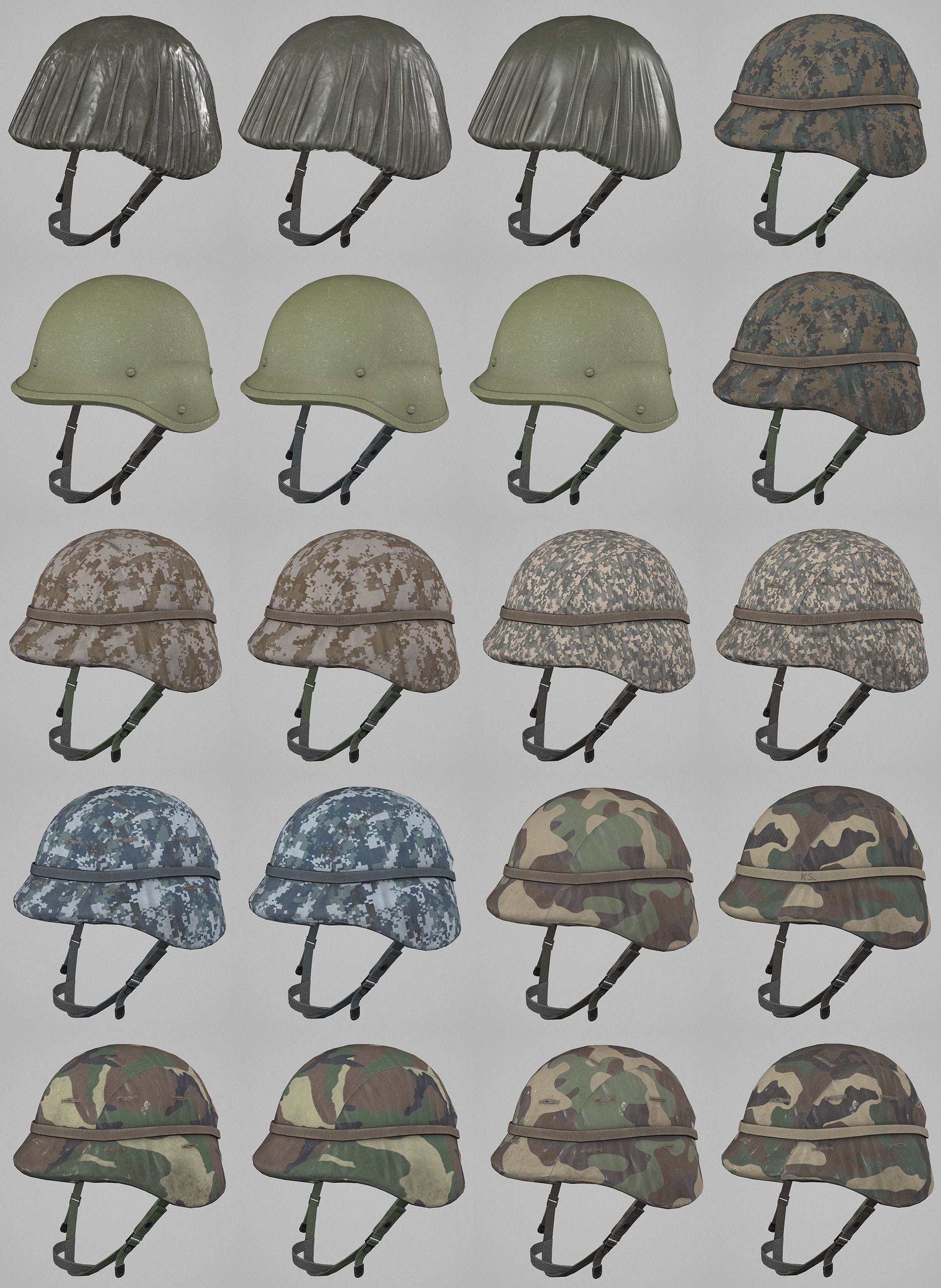 3D model US Helmets and Covers Pack VR / AR / low-poly | CGTrader