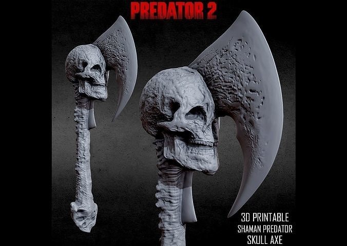 3D PRINTABLE SHAMAN PREDATOR SKULL AXE WEAPON 3D model 3D printable ...