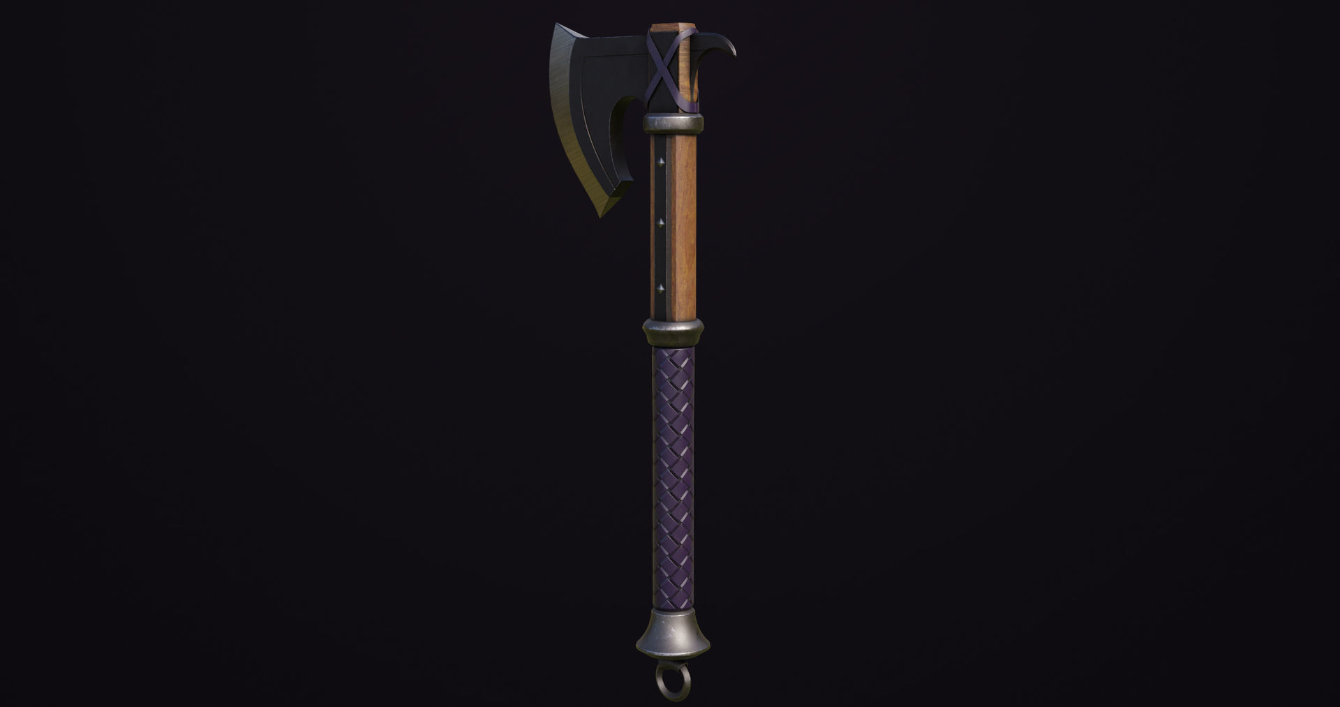 3D model Battle Axe 14 Violet Handle All PBR Unity UE Textures Included ...