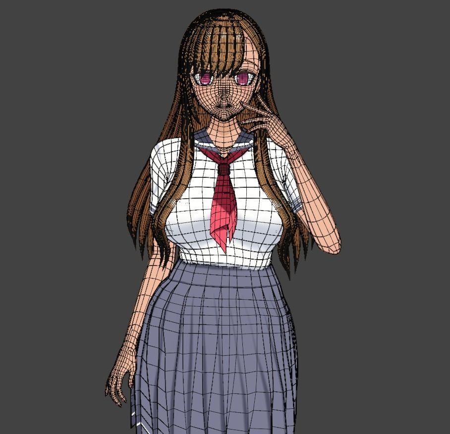 3D model Anime girl - Student - 3 VR / AR / low-poly | CGTrader