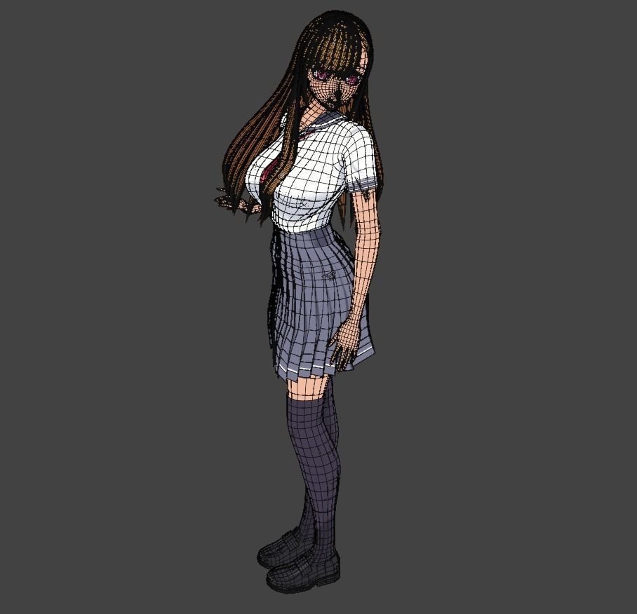 3D model Anime girl - Student - 3 VR / AR / low-poly | CGTrader