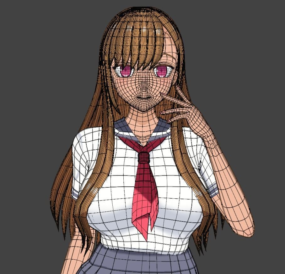 3D model Anime girl - Student - 3 VR / AR / low-poly | CGTrader