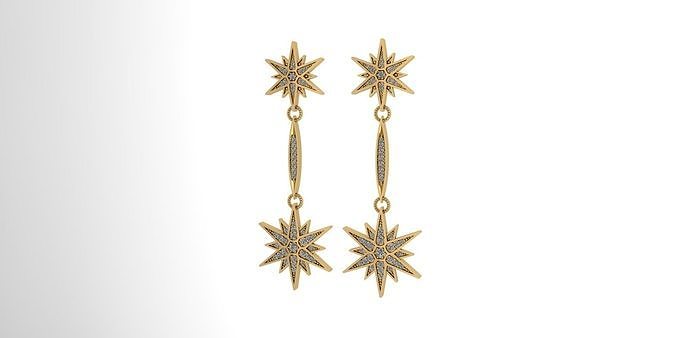 Star Ear-ring 3D model 3D printable | CGTrader