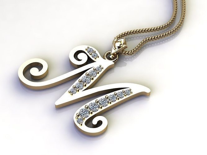 M Pendant Jewelry 3D model 3D printable | CGTrader