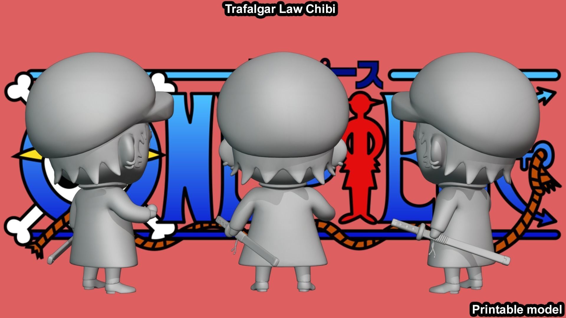 Trafalgar Law Chibi - One Piece 3D model 3D printable | CGTrader