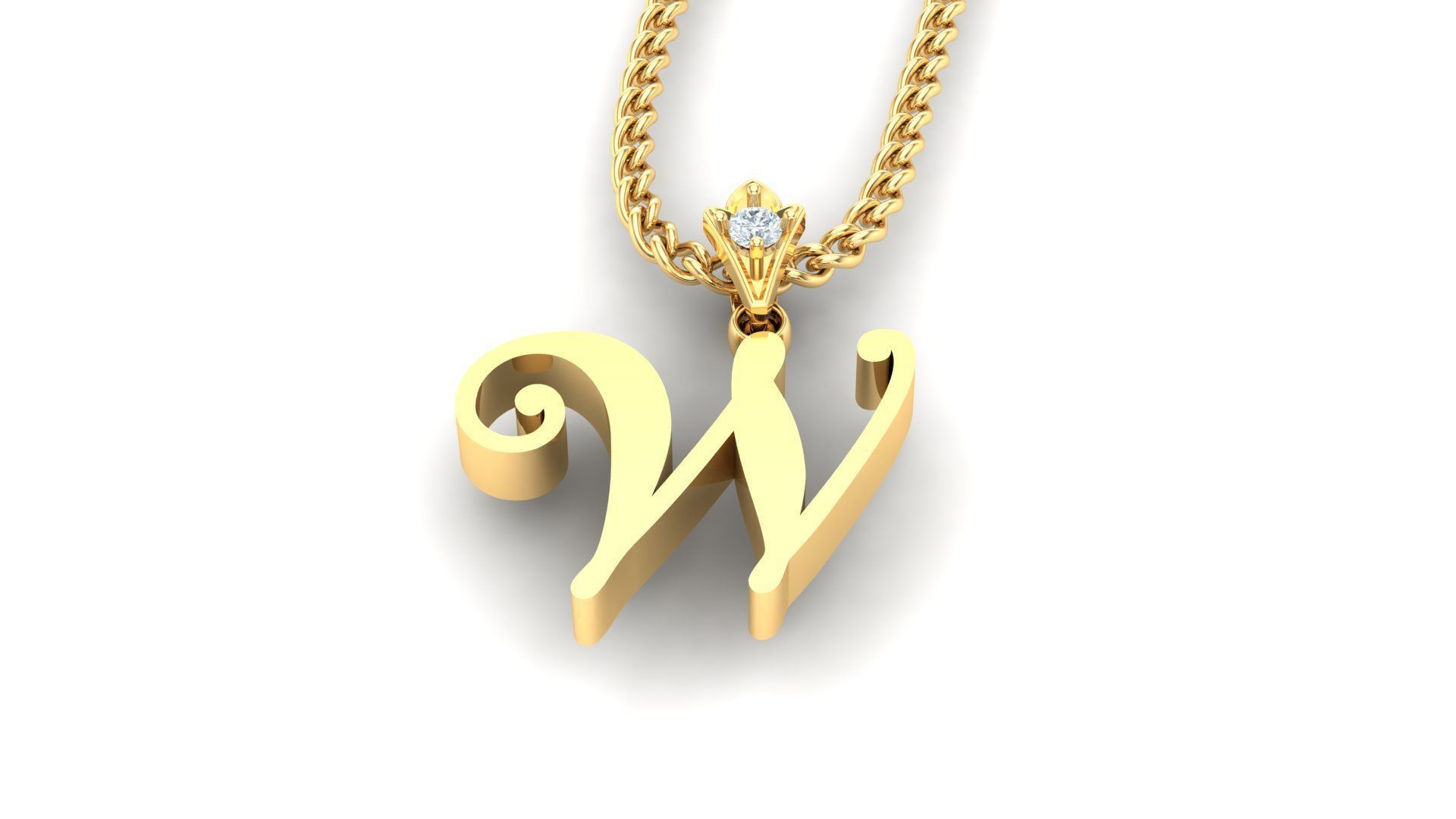alphabet fonts pendant Letter W 3D model | CGTrader
