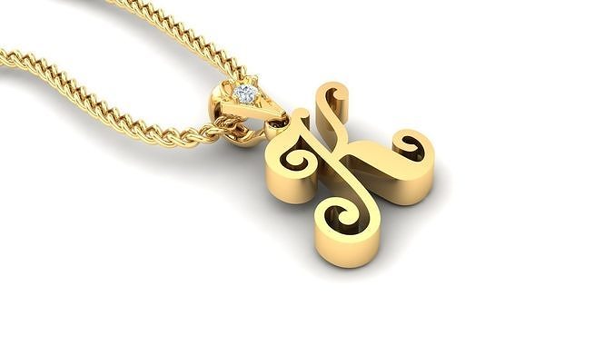 alphabet fonts pendant Letter K 3D model | CGTrader