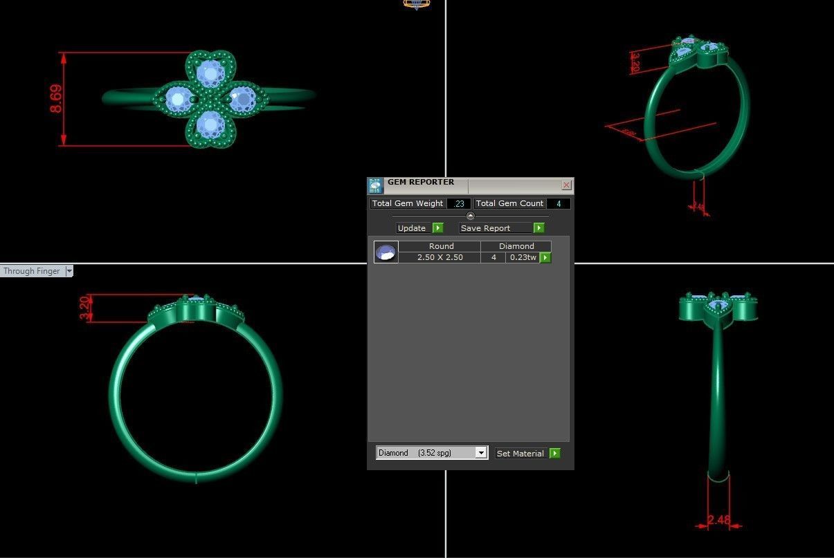 Diamond Ring Cad SR69 3D model 3D printable | CGTrader
