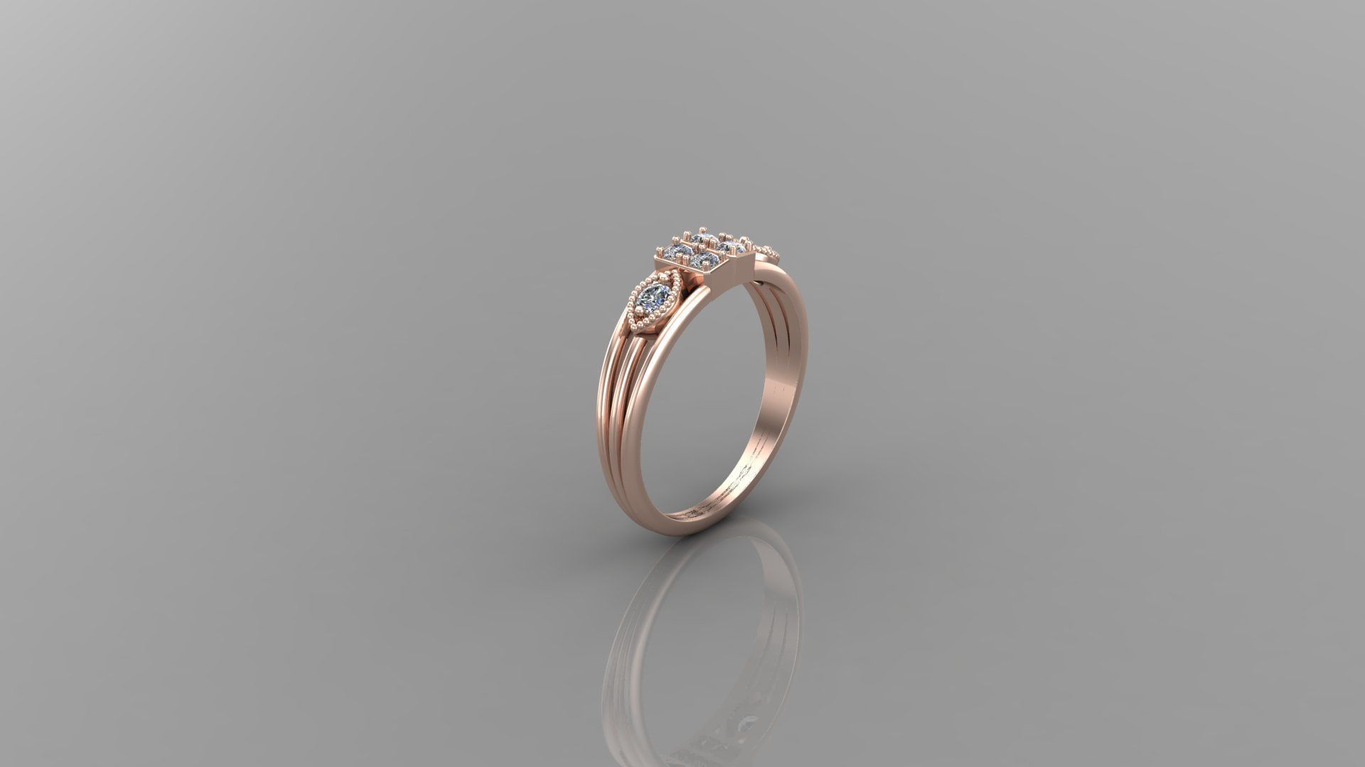 Diamond Ring Cad SR66 3D model 3D printable | CGTrader