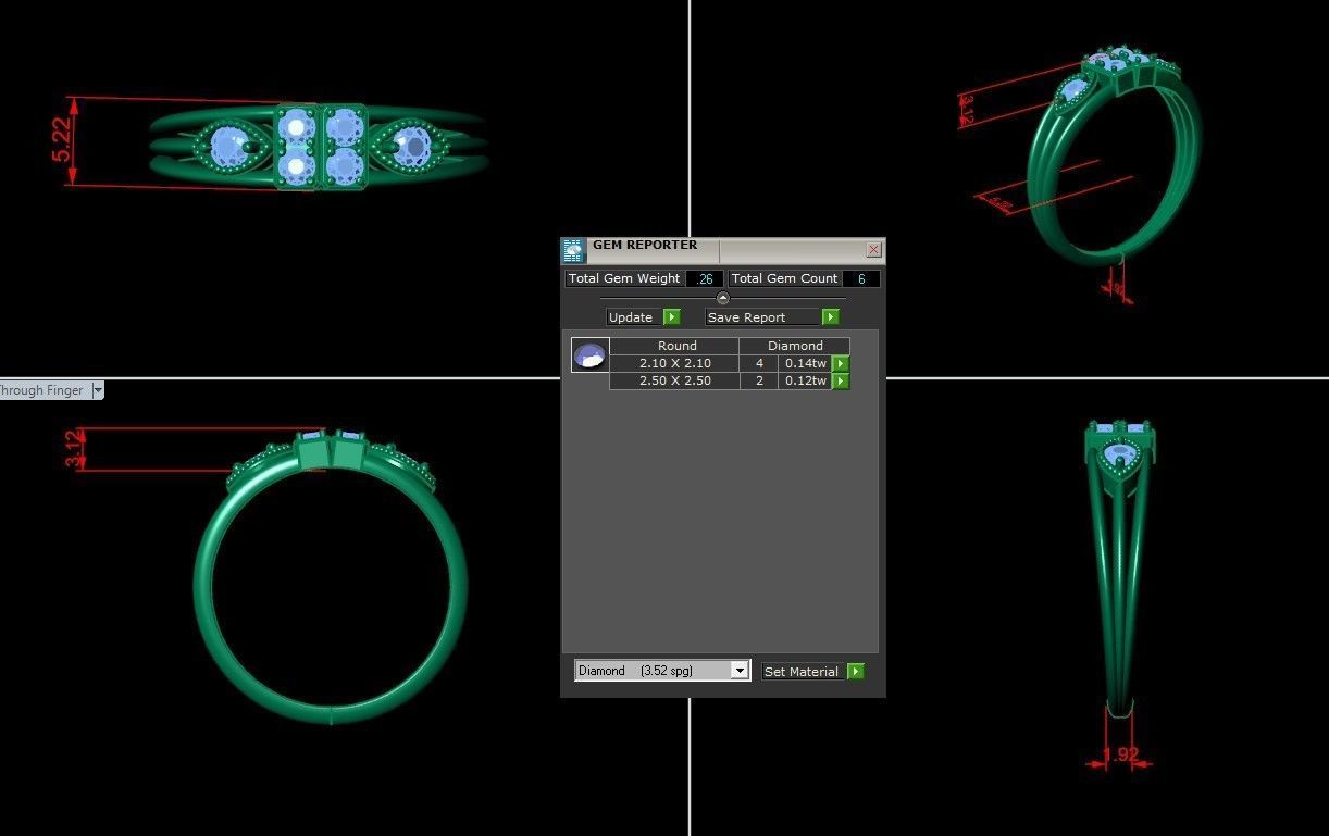 Diamond Ring Cad SR66 3D model 3D printable | CGTrader