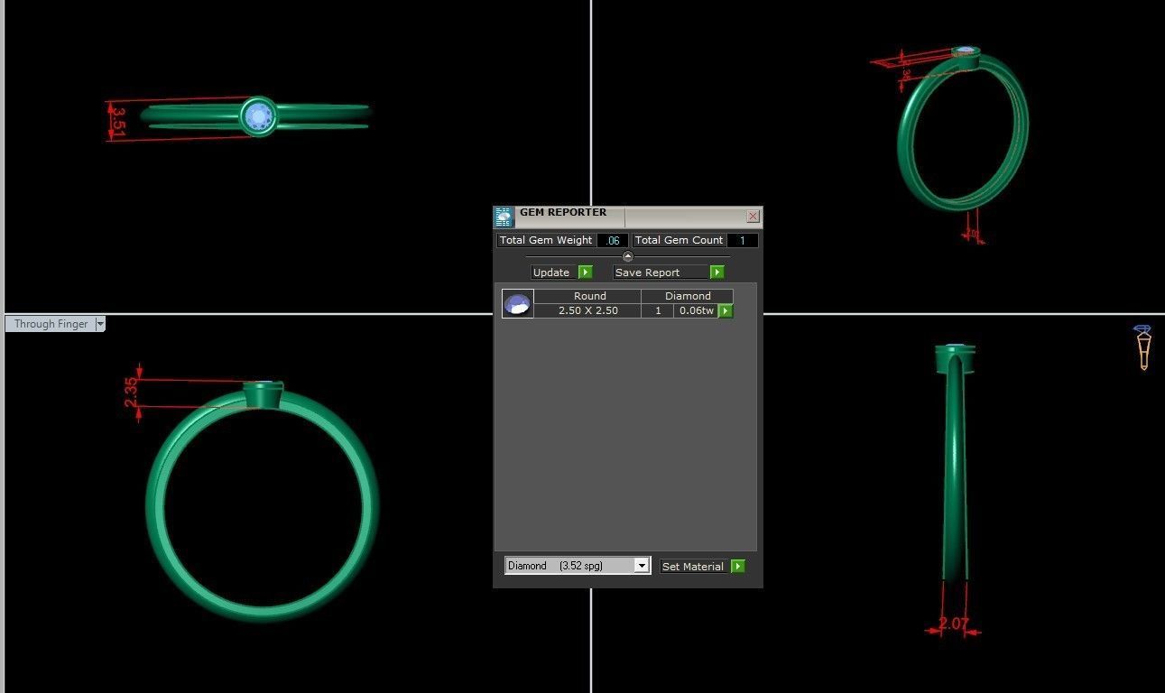Diamond Ring Cad SR3 3D model 3D printable | CGTrader