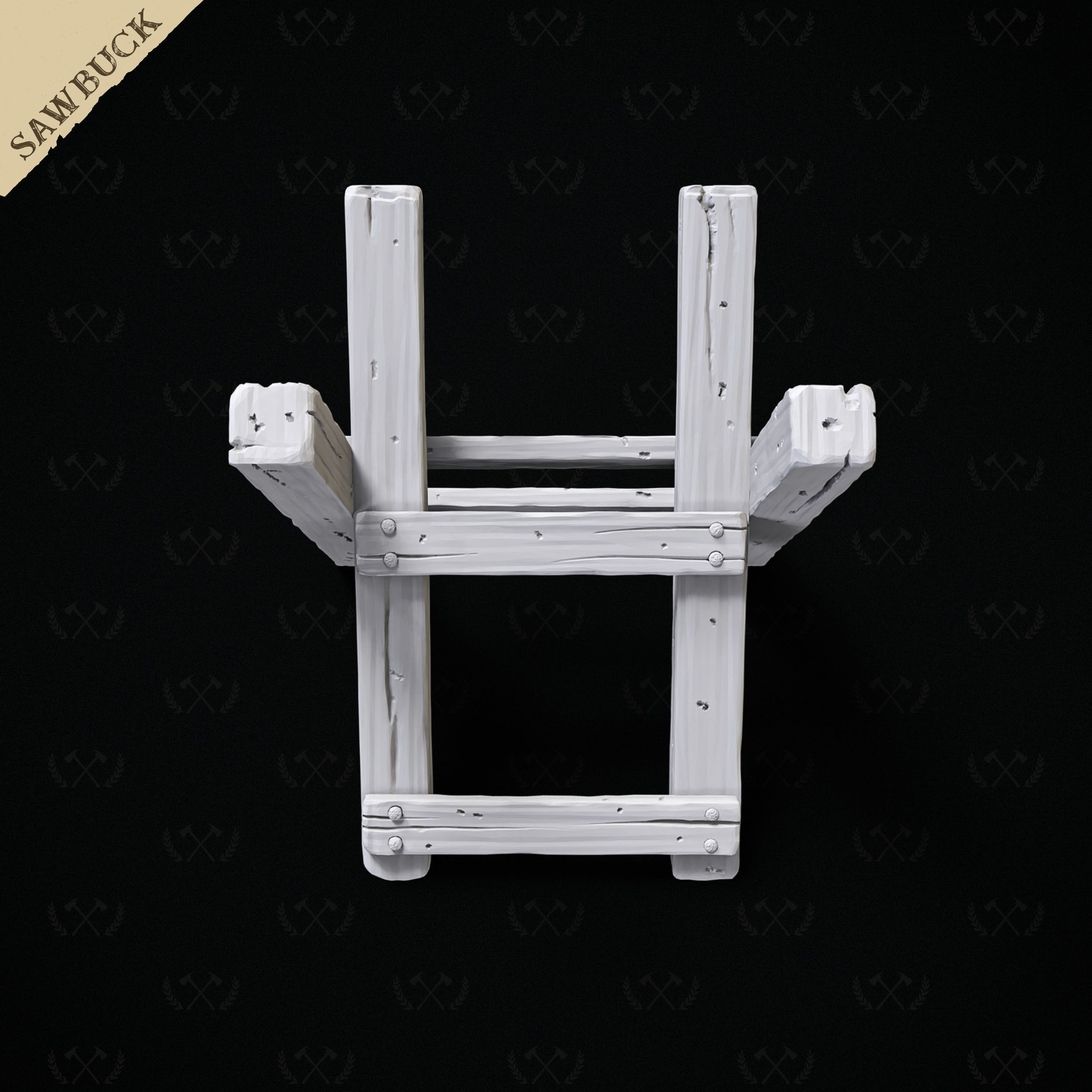 Sawbuck Wood Cutting Table - Diorama and Miniature - Lumberjack 3D ...