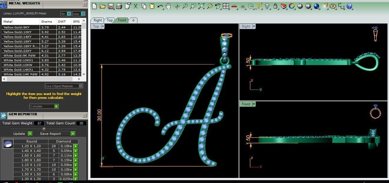 A Font Latter Pendent 3d Model and Render 3D print model 3D model 3D ...