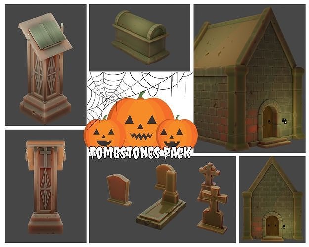 3D model Stylized Tombstones Pack VR / AR / low-poly | CGTrader