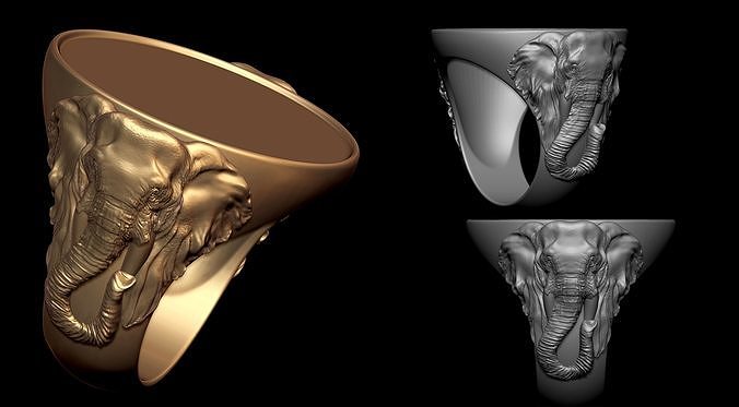 Elephant Signet Ring Shank 3D Model 3D model 3D printable | CGTrader