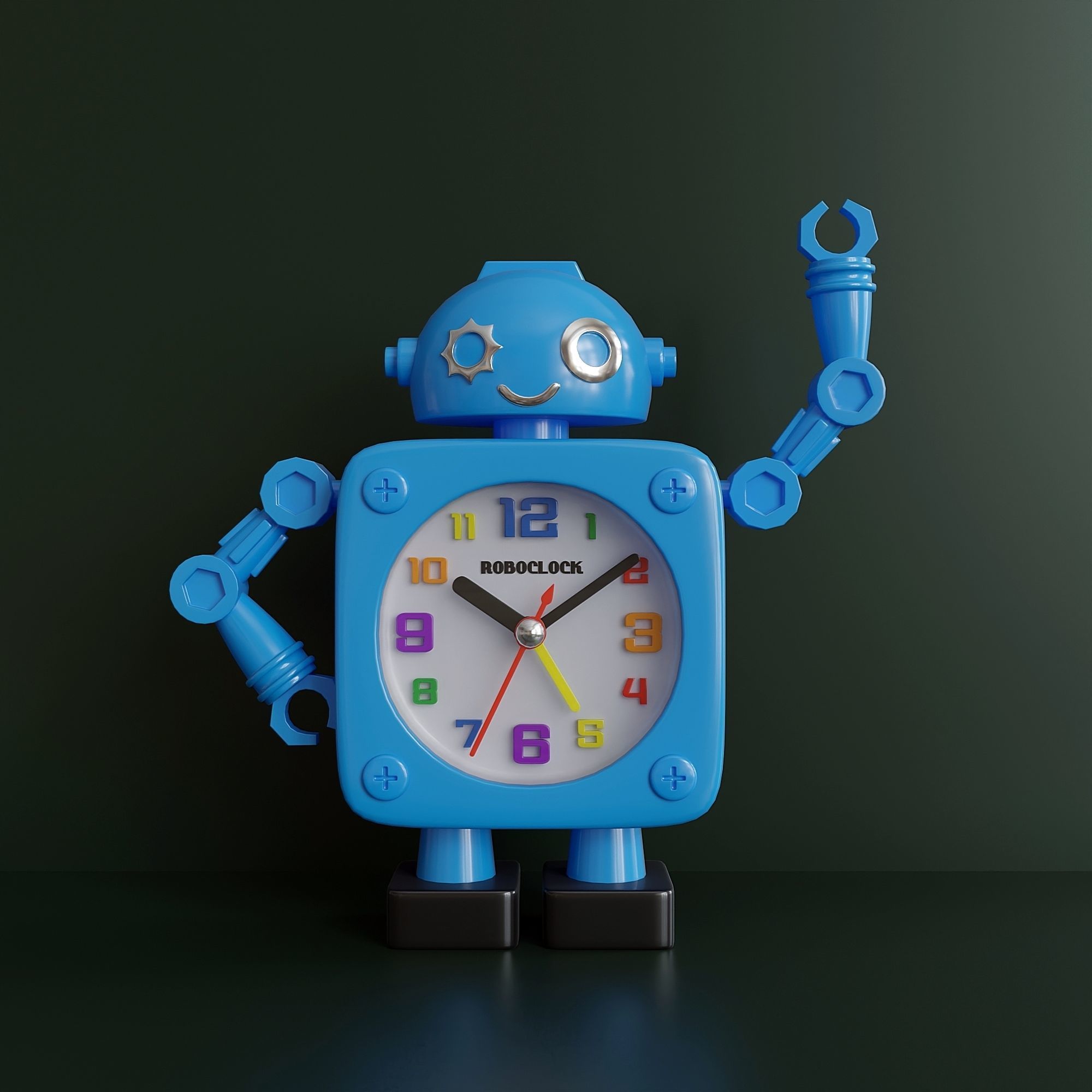 Childrens desktop plastic alarm clock robot 3D model | CGTrader