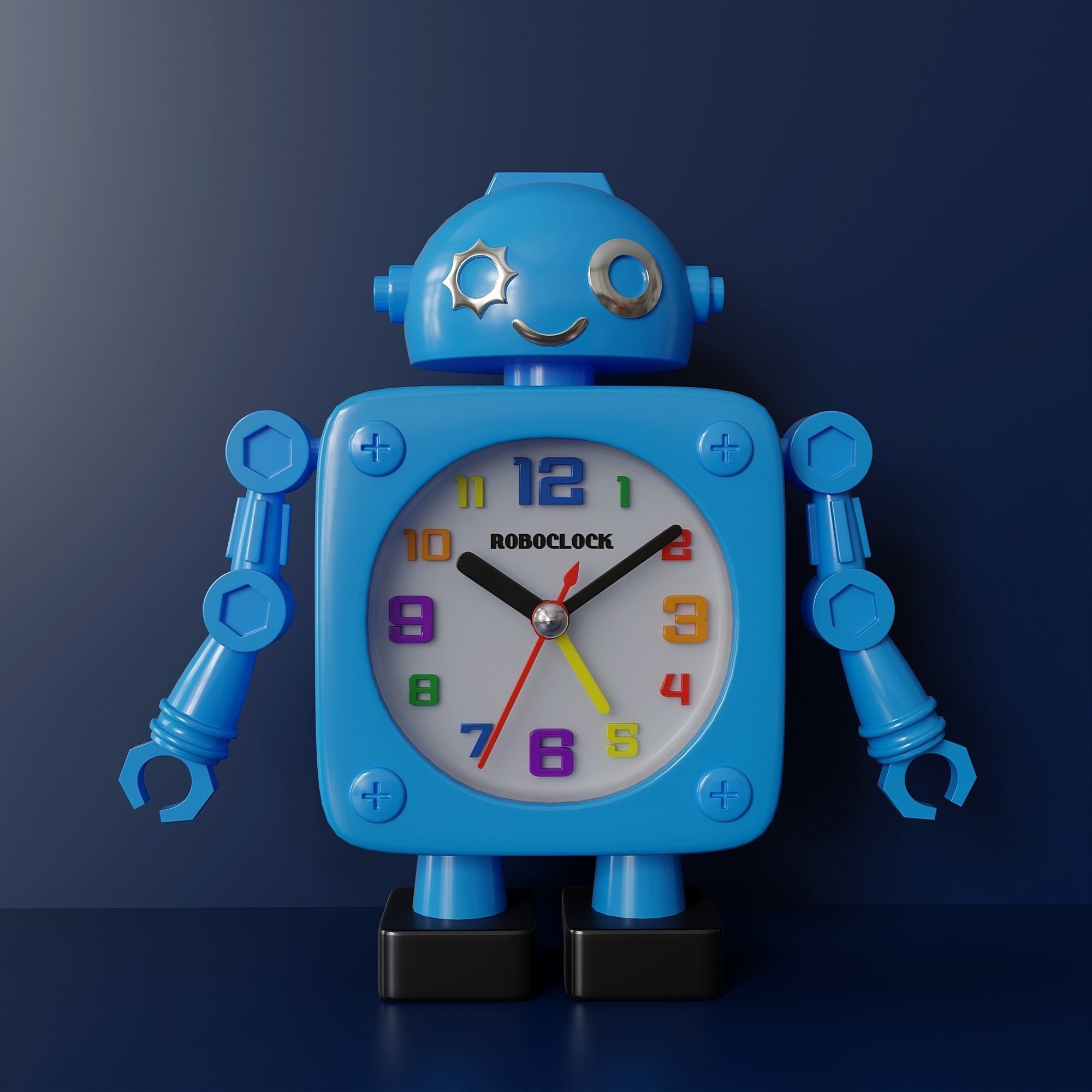 Childrens desktop plastic alarm clock robot 3D model | CGTrader