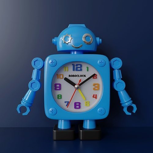 Childrens desktop plastic alarm clock robot 3D model | CGTrader