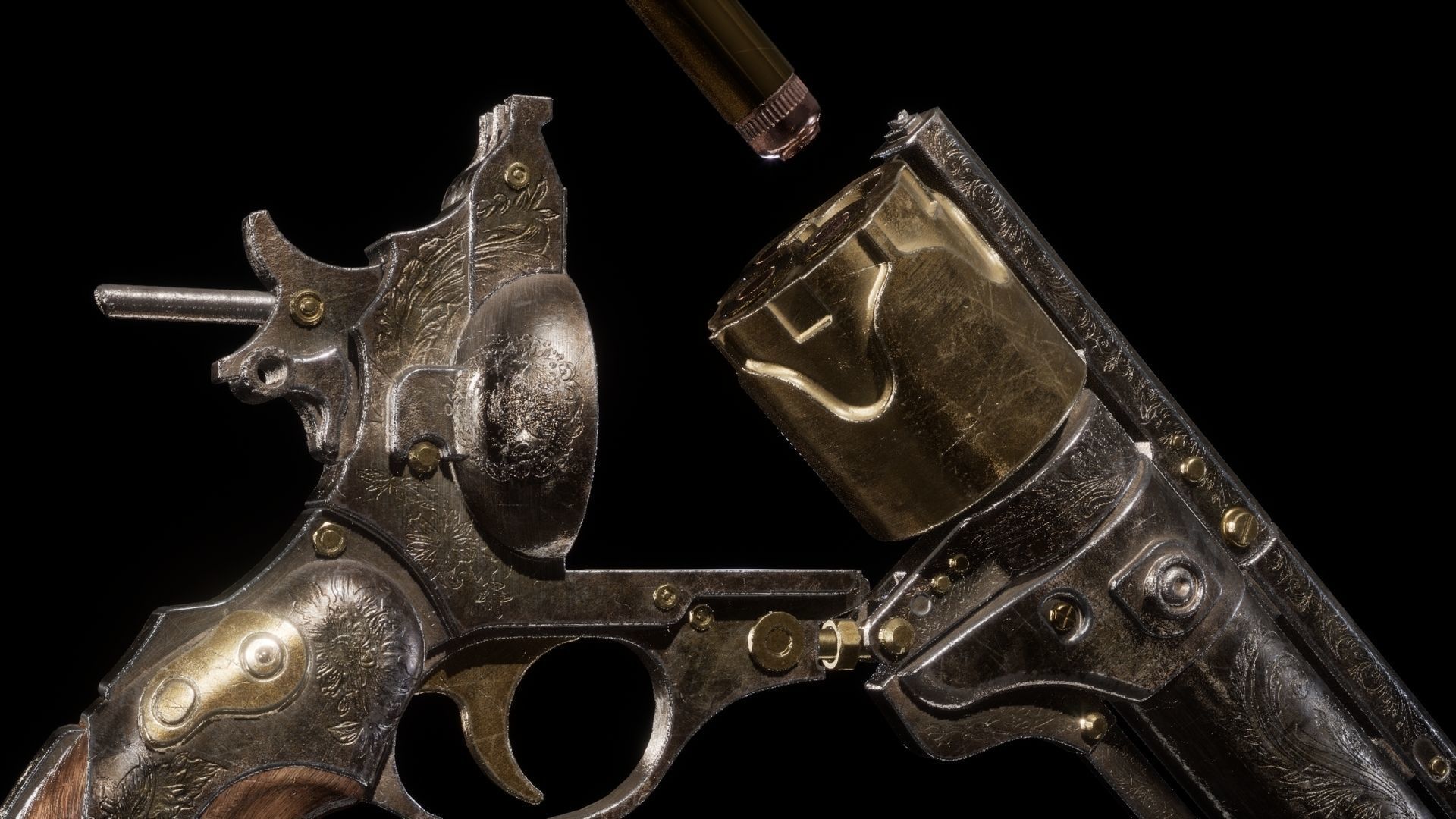 3D model Steampunk Dieselpunk Revolver Gun VR / AR / low-poly | CGTrader